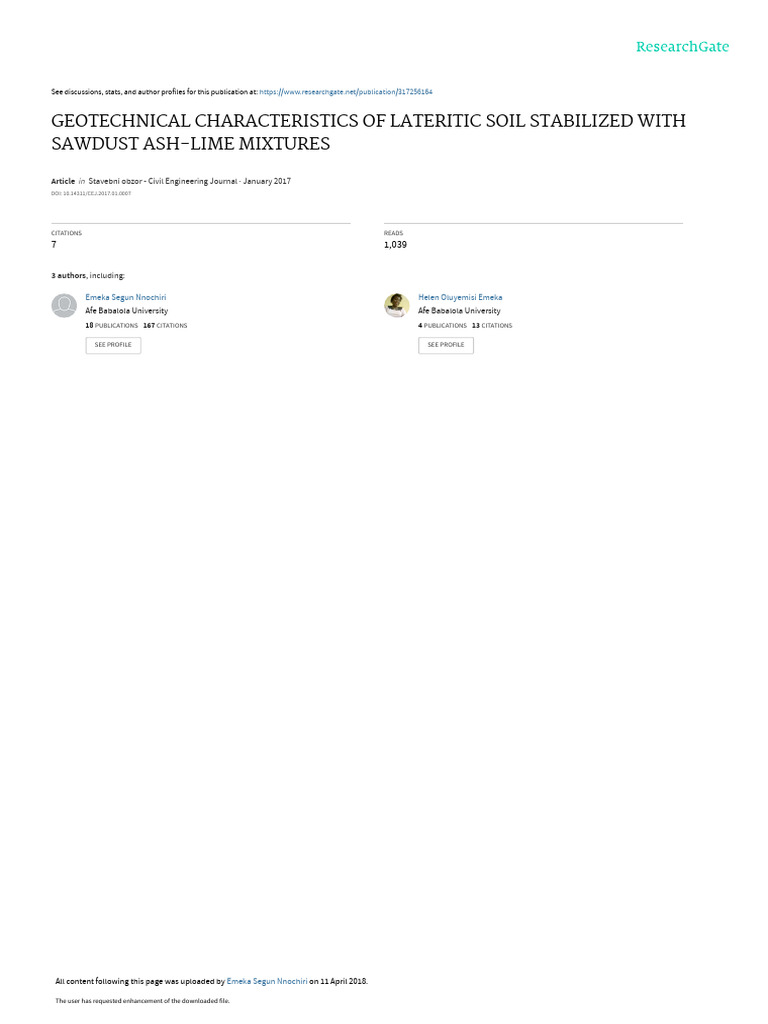 Geotechnical Characteristics of Lateritic Soil Sta | PDF | Lime ...