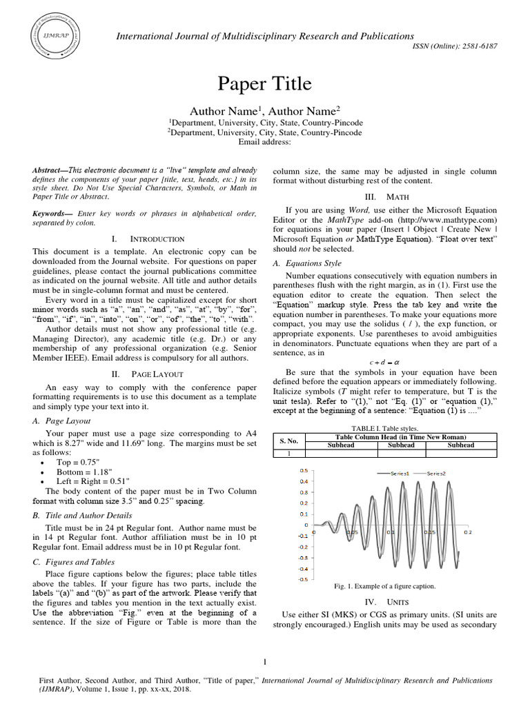 IJMRAP Paper Template | PDF | Bracket | International System Of Units