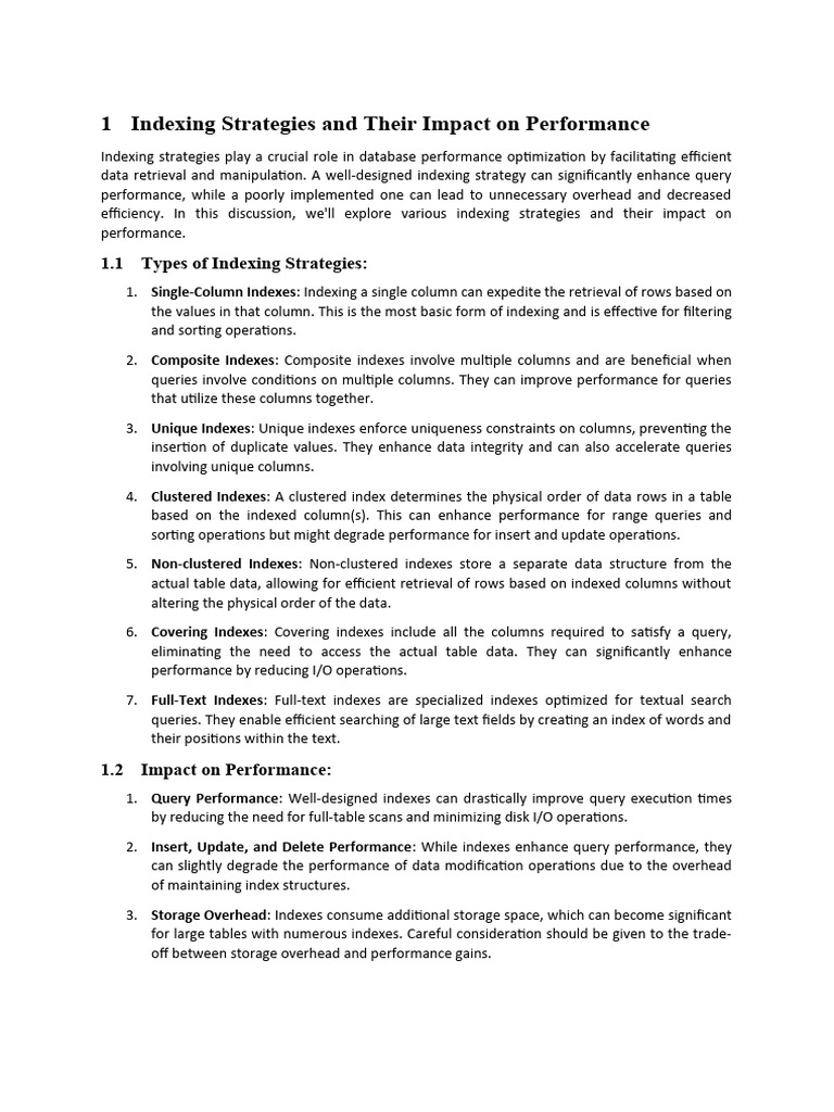 Indexing Strategies and Their Impact On Performance | PDF | Database ...