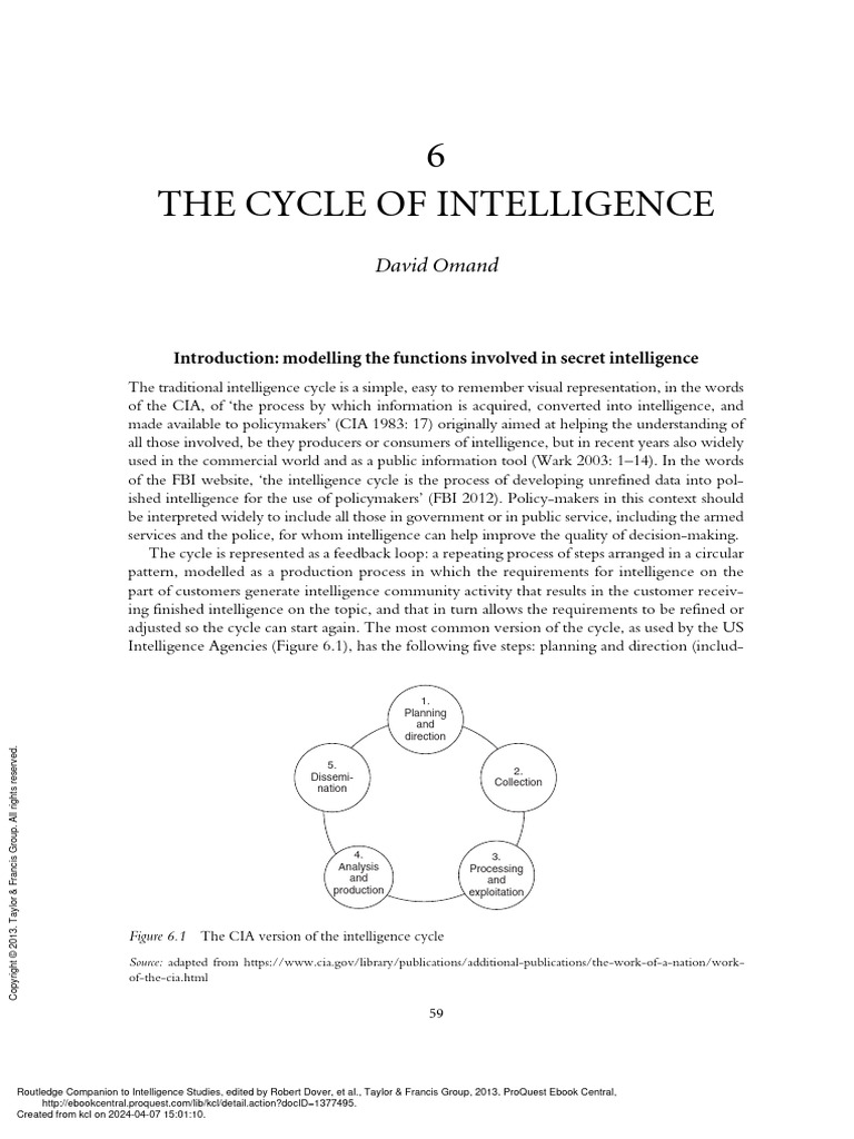 Routledge Companion To Intelligence Studies - (6 The Cycle of ...