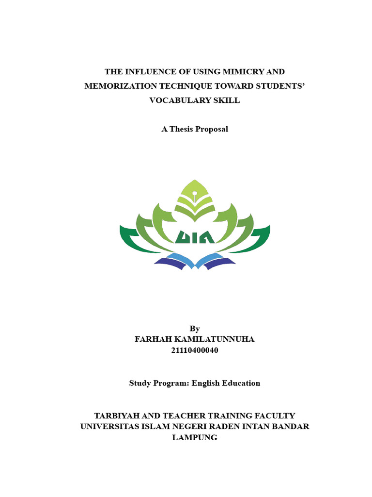 Farhah Proposal Pdf Vocabulary Verb