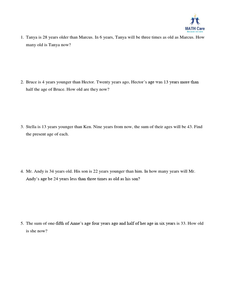 Grade 7 Algebra Age Word Problem | PDF | Philosophy