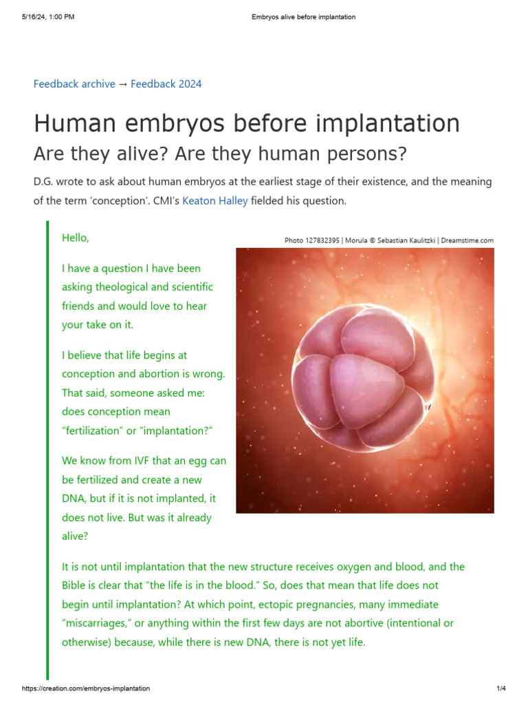 Embryos Alive Before Implantation | PDF | Embryo | Fertilisation