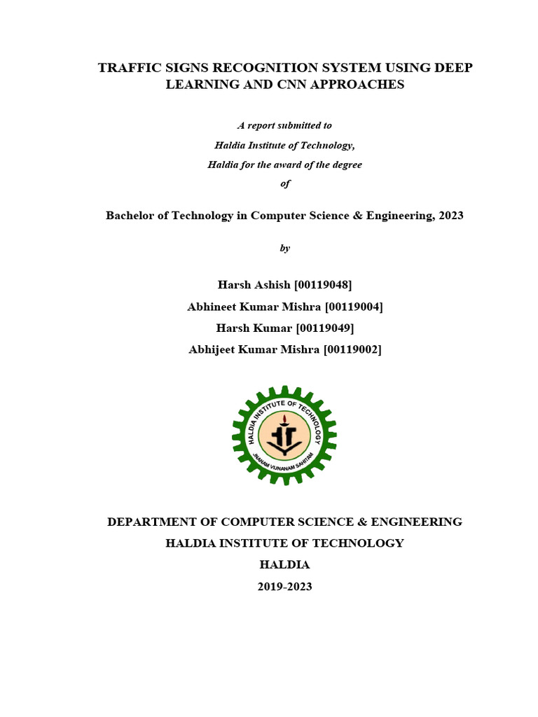 Traffic Signs Recognition System Using Deep Learning And Cnn Approaches Pdf Machine Learning