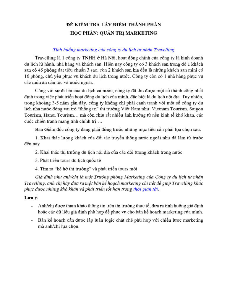 Đề kiểm tra lấy điểm giữa kỳ - QTM - 2023-2024.2 | PDF