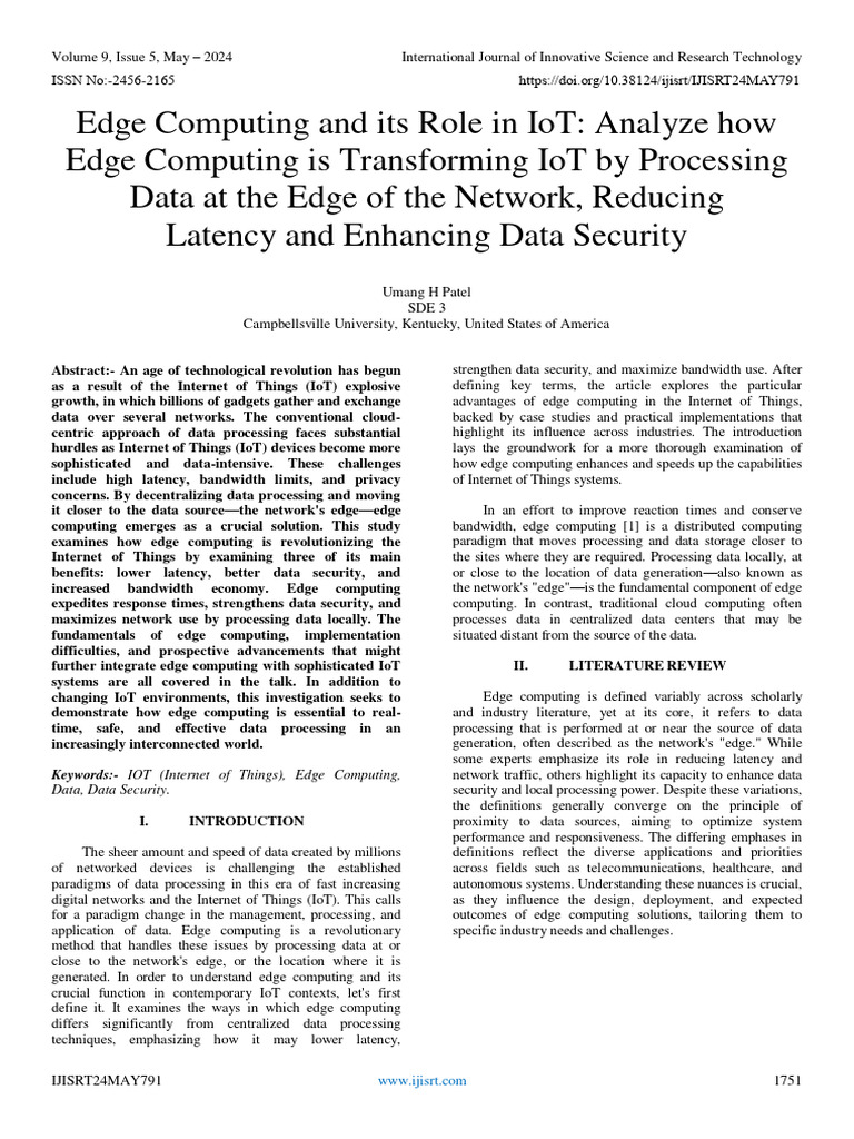 Edge Computing and Its Role in IoT: Analyze How Edge Computing Is Transforming IoT by Processing ...