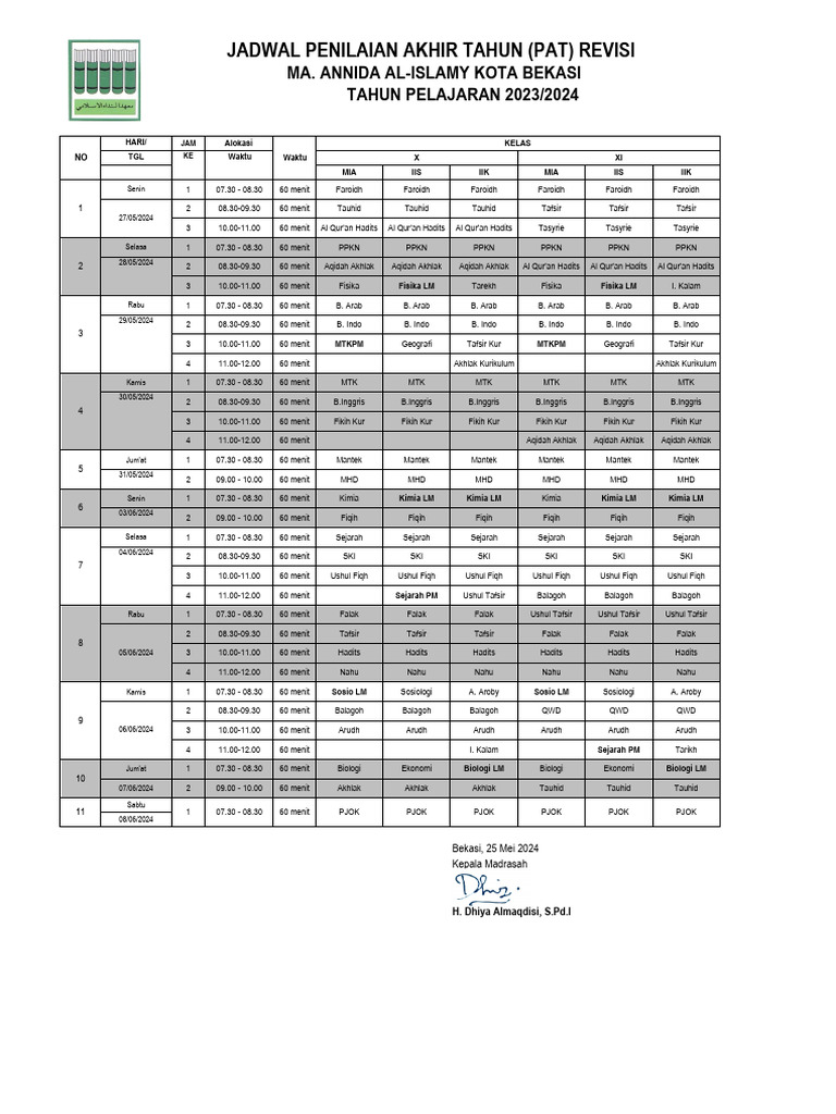 JADWAL PAT Update | PDF