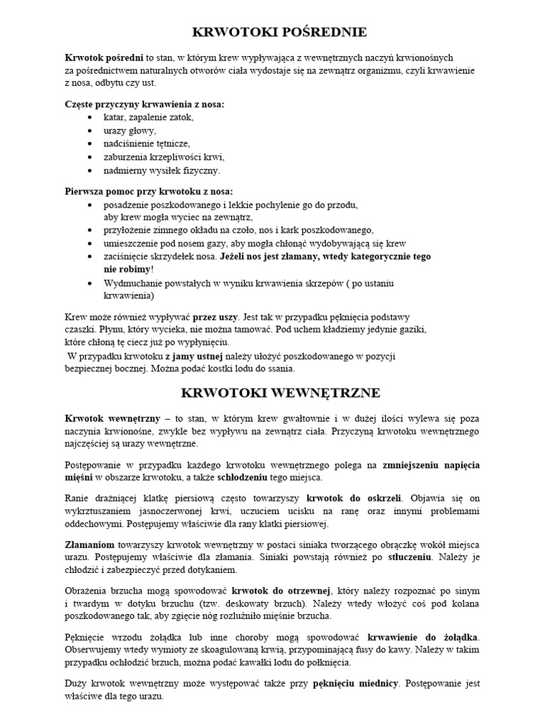 3.5 Krwotoki Pośrednie I Wewnętrzne | PDF