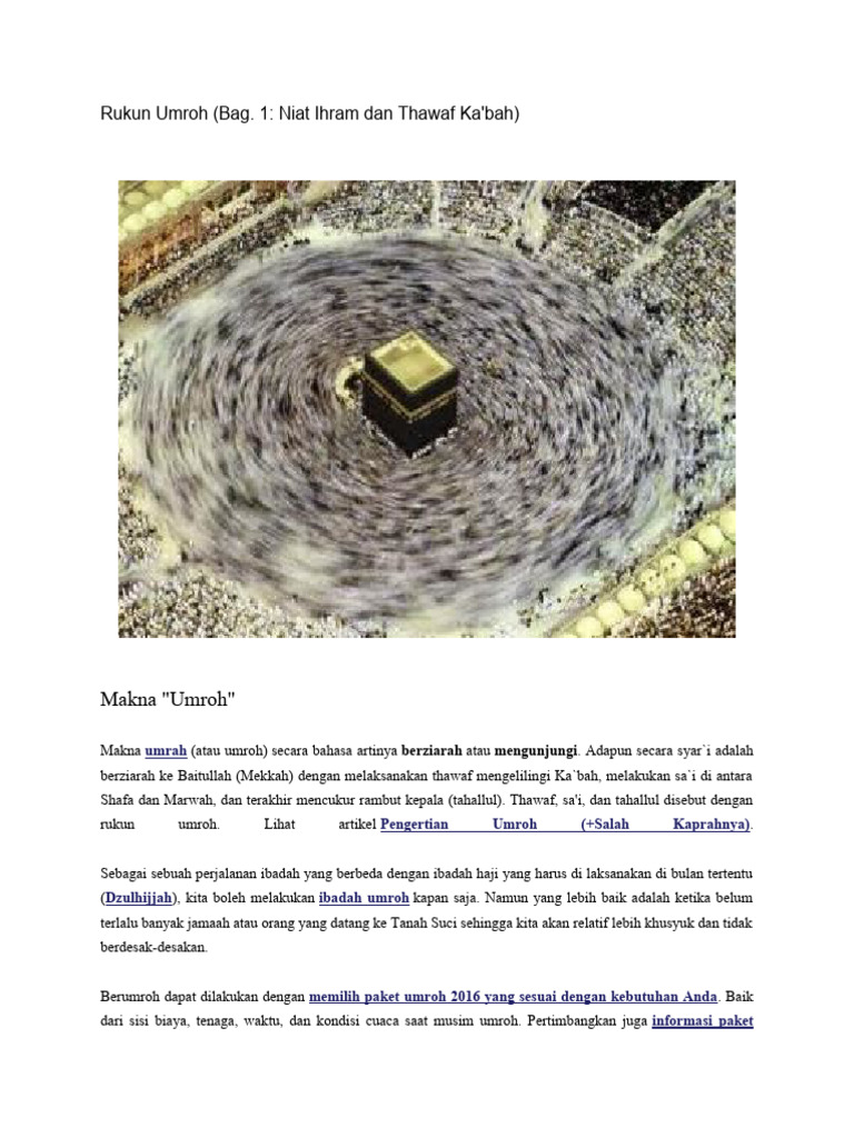 Rukun Umroh: Niat dan Thawaf | PDF