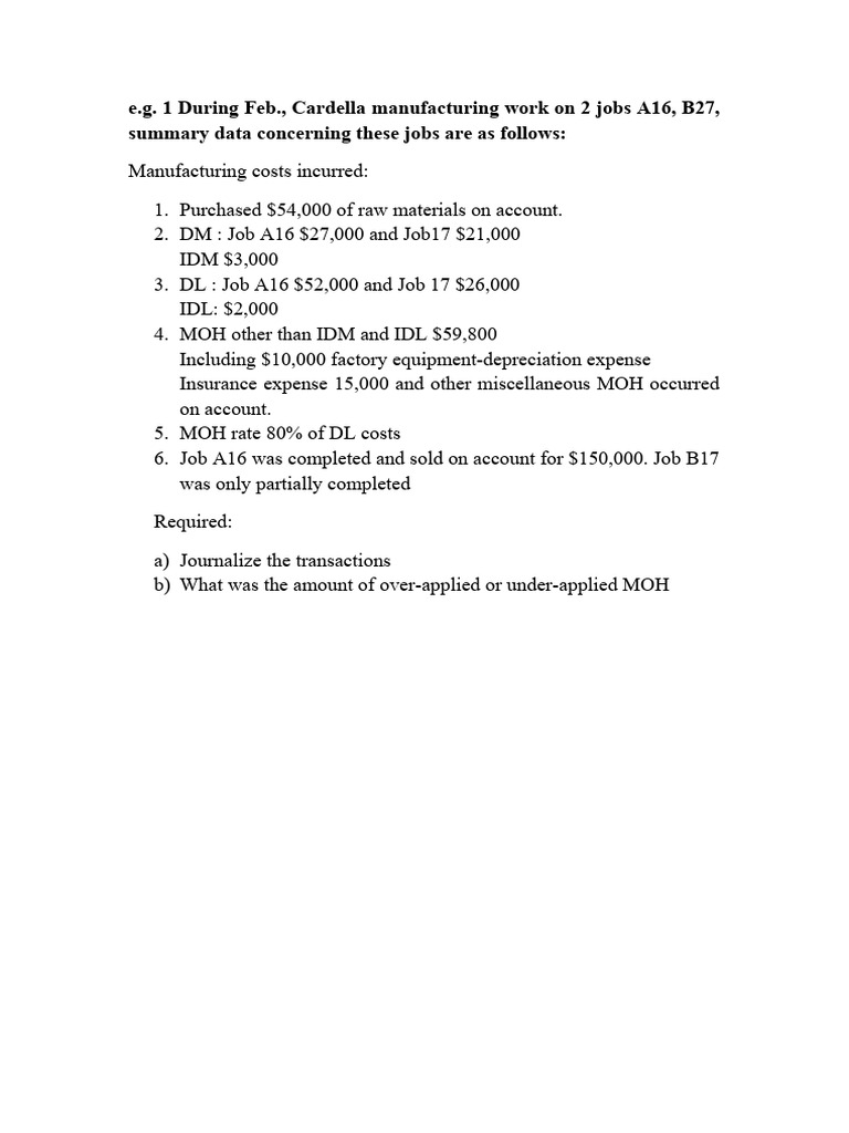job order -journal entries | PDF | Cost | Financial Economics