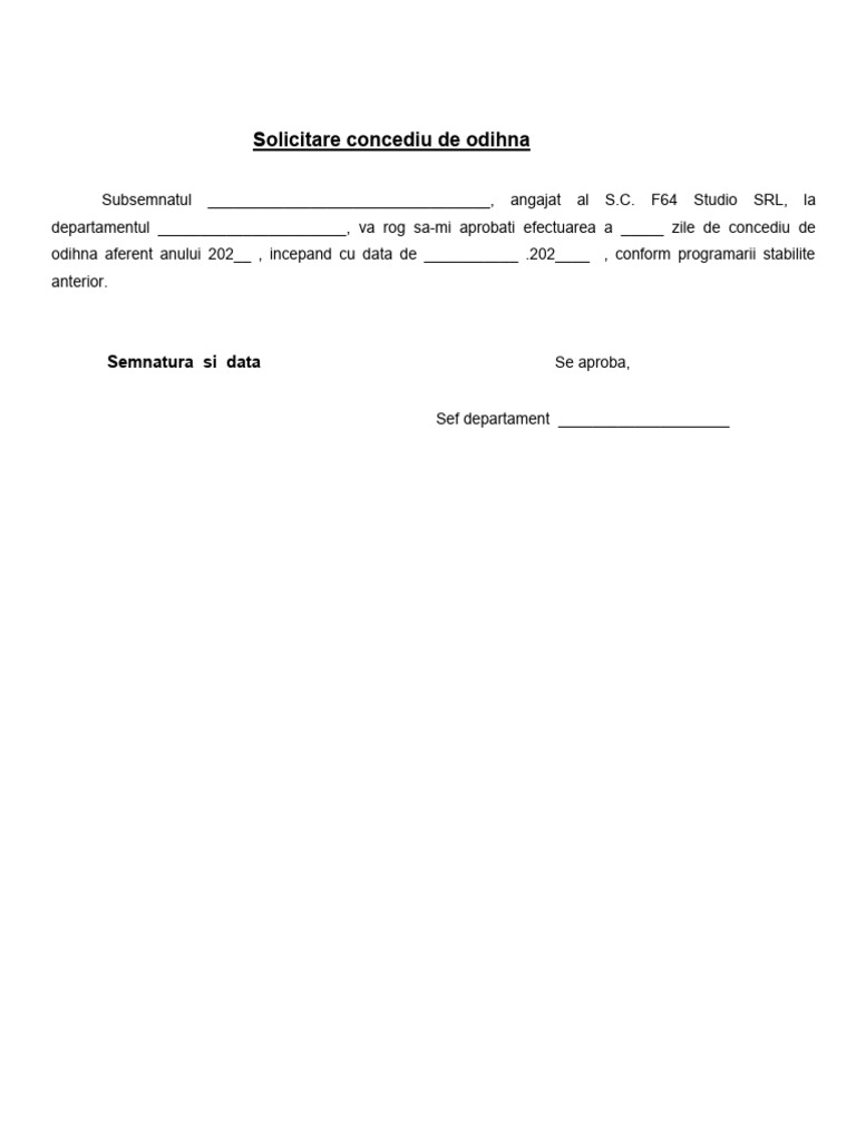 Cerere de Concediu (2024). | PDF
