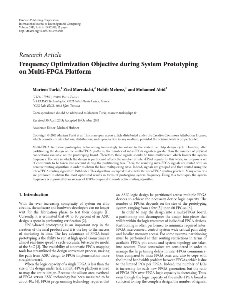 Frequency Optimization Objective during System Prototyping on Multi ... Frequency Optimization Objective during System Prototyping on Multi ...