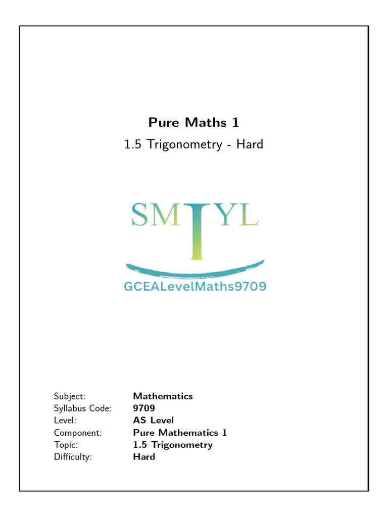 1 5 Trigonometry Hard | PDF | Trigonometry | Elementary Mathematics