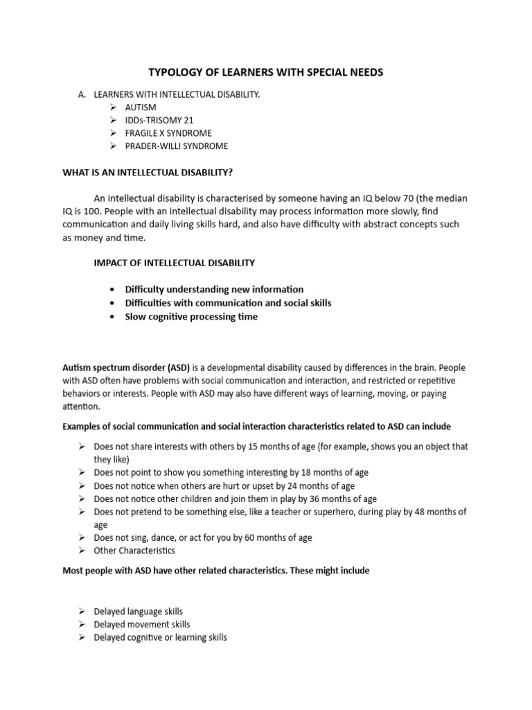 Intellectual Disability | Download Free PDF | Autism Spectrum | Genetic ...