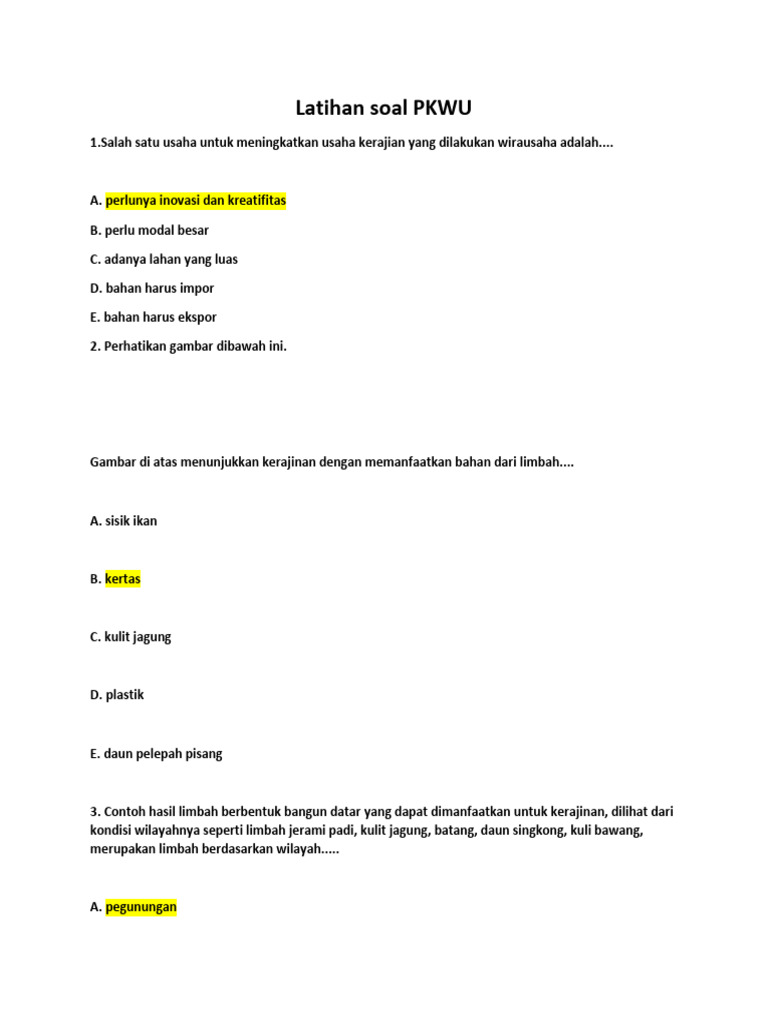 Soal Pkwu | PDF | Seni