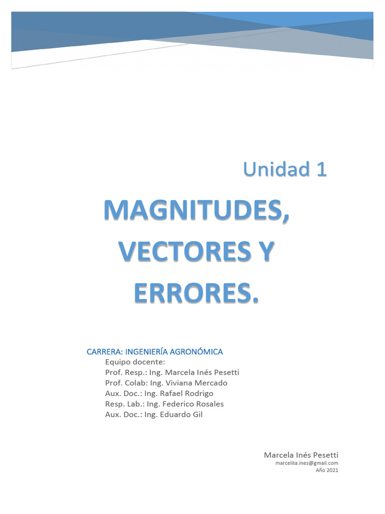 Unidad 1 - Magnitudes, Vectores y Errores 2021 | PDF | Medición | Vector Euclidiano