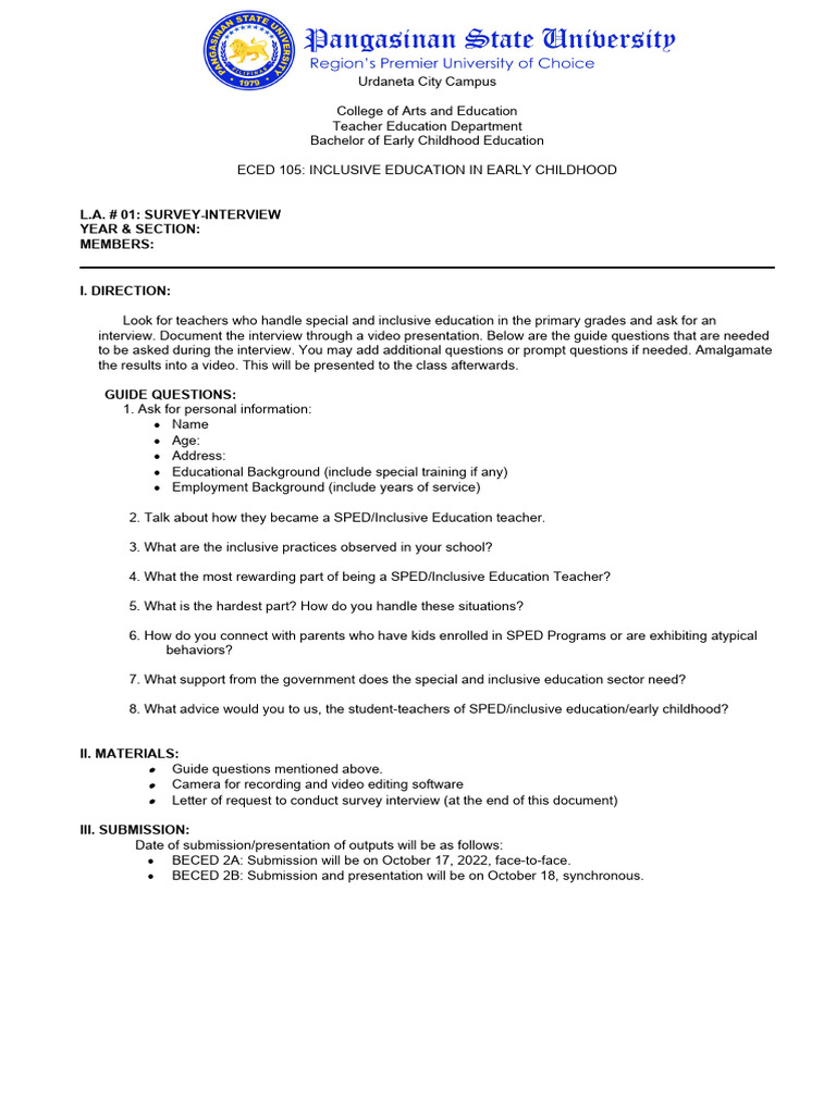 Eced 105 - Activity 01 | PDF | Early Childhood Education | Inclusion ...