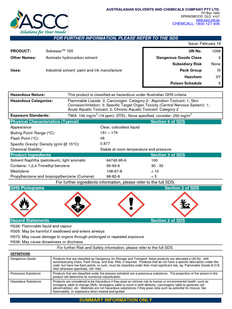Solvesso 100 SDS | PDF | Dangerous Goods | Pollution