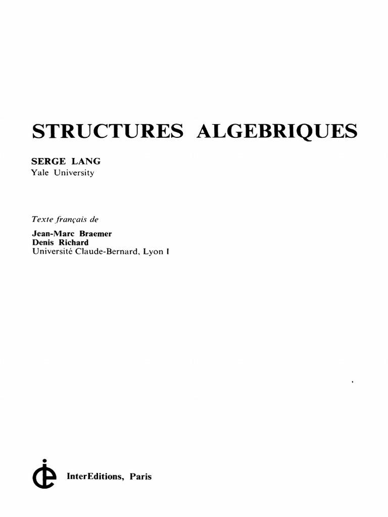 3 - PDFsam - Les Cours de Serge Lang - Structures Algebriques Short | PDF