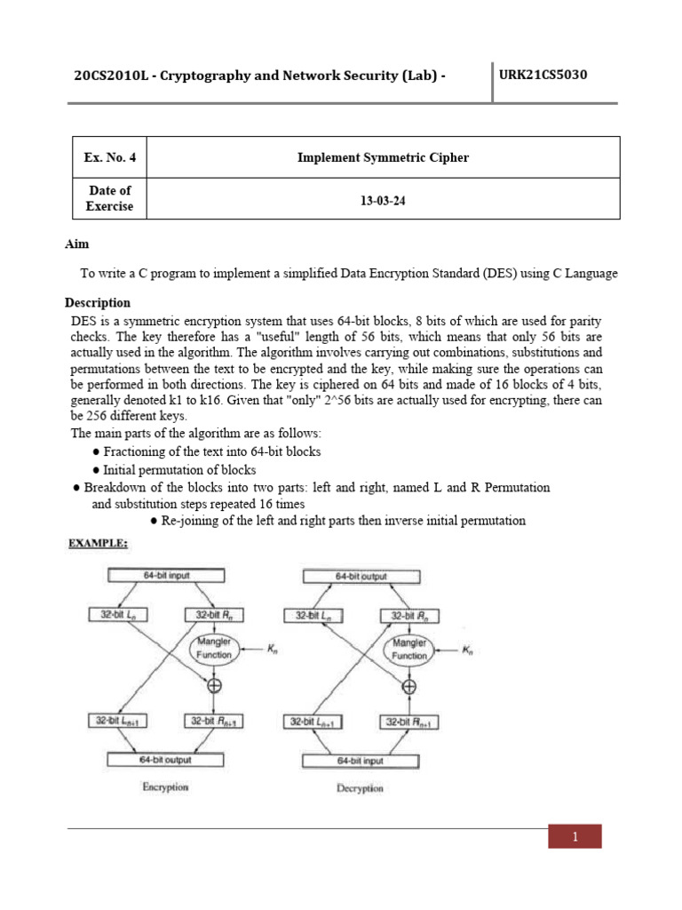 Exp 4 Cry 5030 | Download Free PDF | Encryption | Cipher