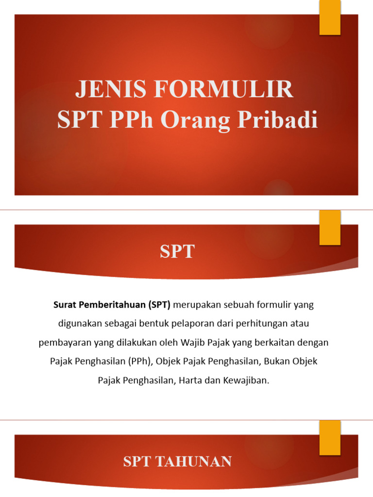 Materi 8 - Formulir SPT Tahunan Orang Pribadi Dan Tata Cara Pengisian | PDF