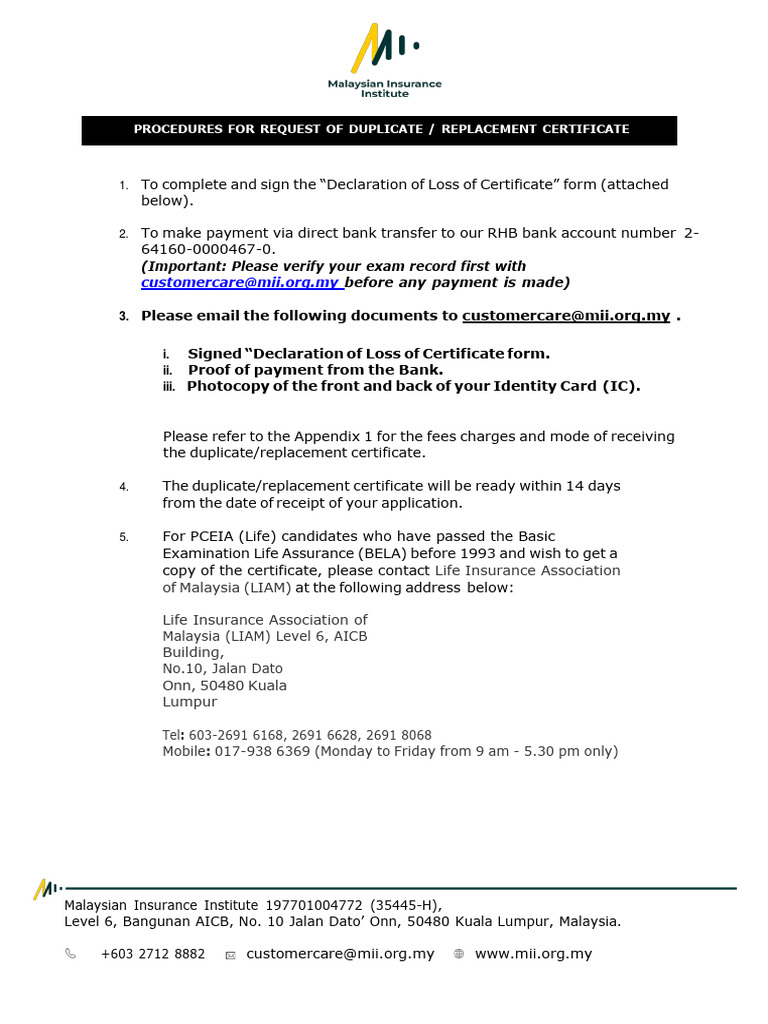 Duplicate Certificate Request Procedure | PDF | Financial Services ...