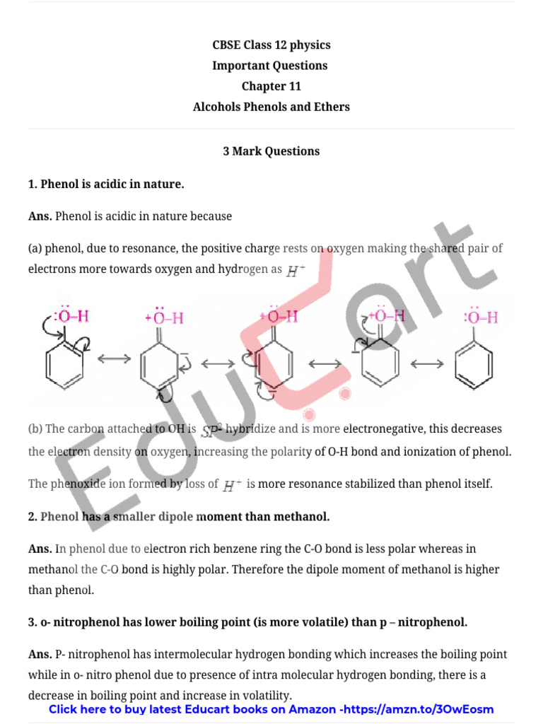3 Marks (Alcohols Phenols and Ethers) | Download Free PDF | Ether | Chemical Compounds
