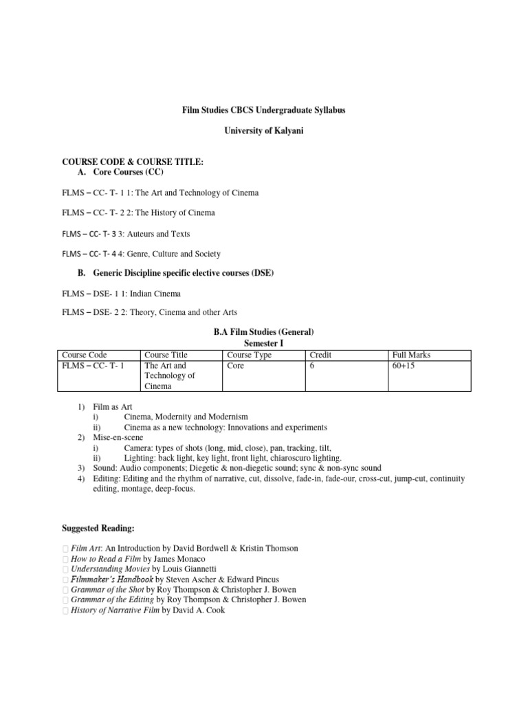 Film Studies Syllabus Overview | PDF | Cinema Of India