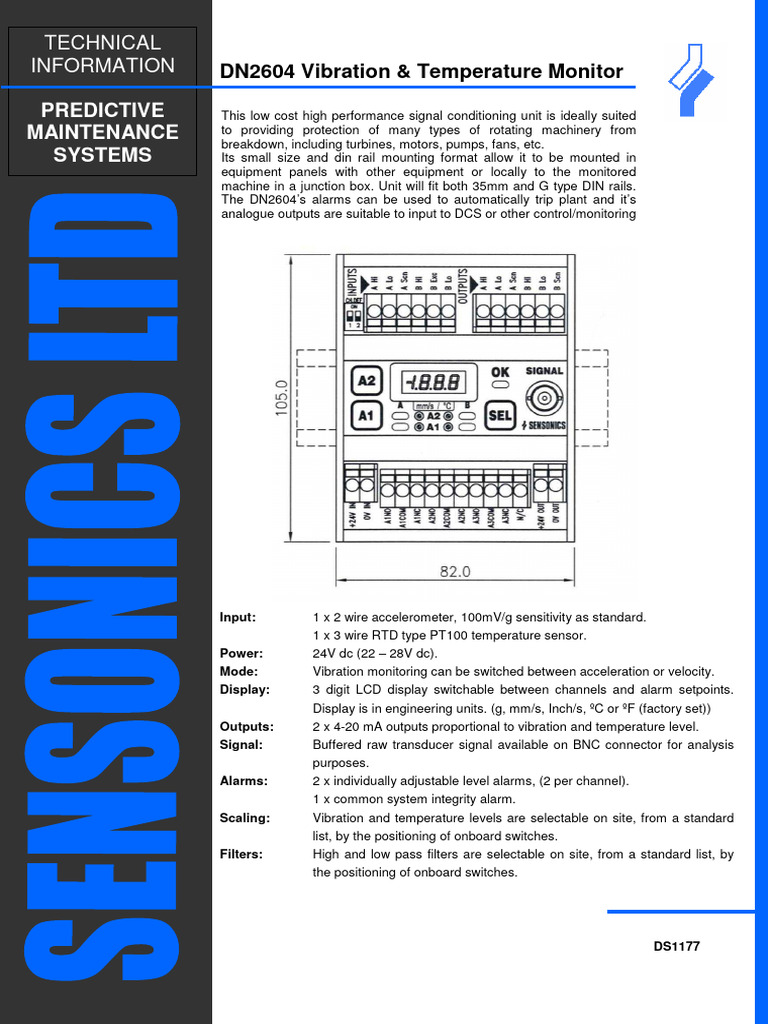 sensonics-dn2604-vibration-temperature-monitor | PDF | Accelerometer ...