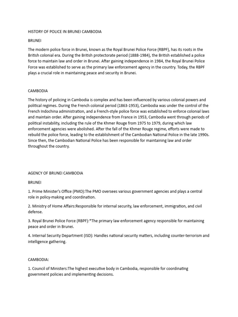 Modern Policing Systembrunei Cambodia 1 | PDF | Police | Inspector