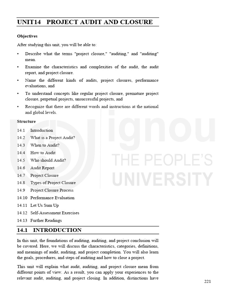 PROJECT CLOSURE | PDF | Auditor's Report | Audit
