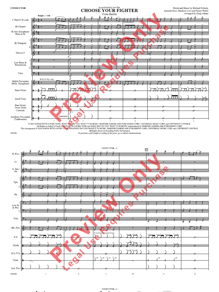 Choose Your Fighter, Arr. Doug Adams - Score & Sound | PDF