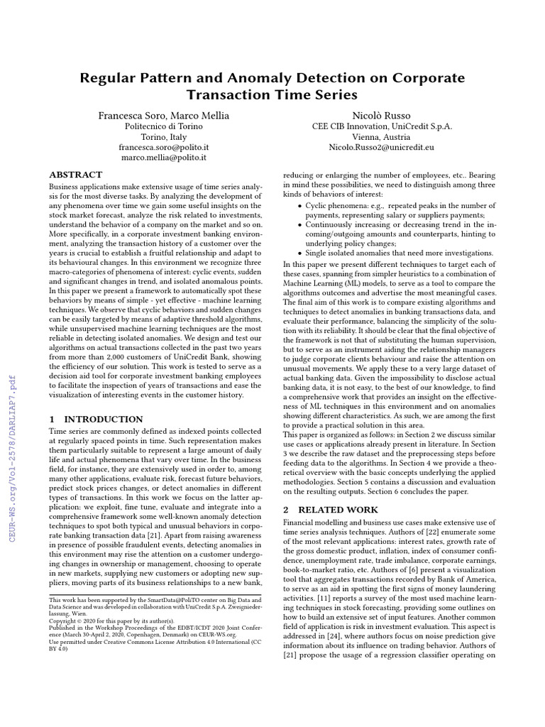 Prova-Regular Pattern and Anomaly Detection On Corporate Transaction Time Series | PDF | Cluster ...