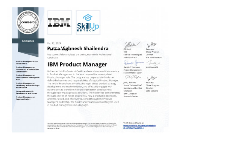 IBM Product Management Certificate | PDF | Business