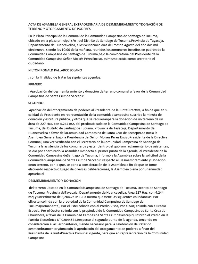 Acta Desmembramiento | PDF | Gobierno