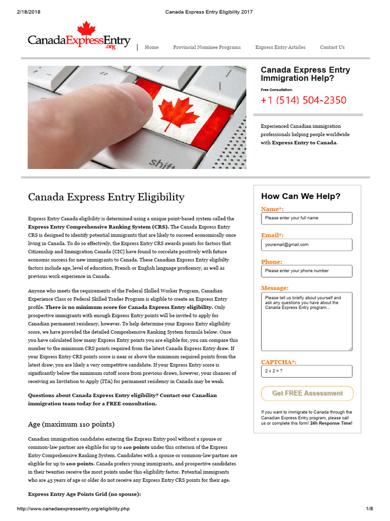 Canada Express Entry Eligibility 2017 | PDF | Academic Degree | Diploma