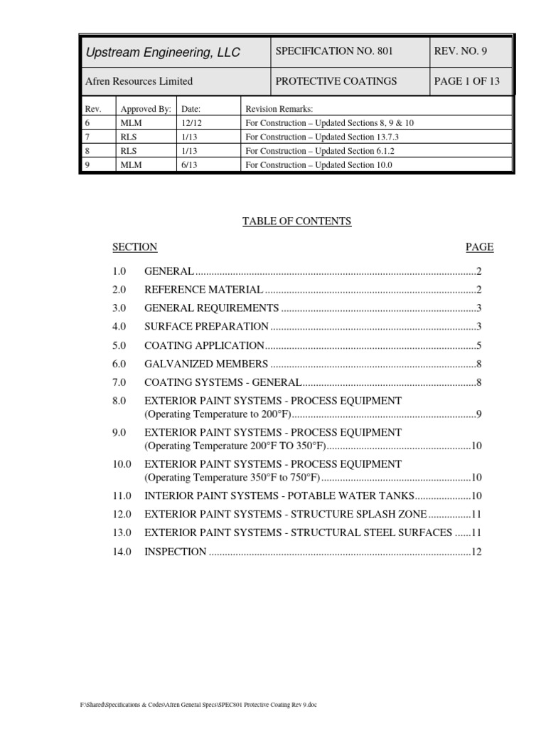Afren Protective Coatings Specification 801 | PDF | Specification (Technical Standard ...