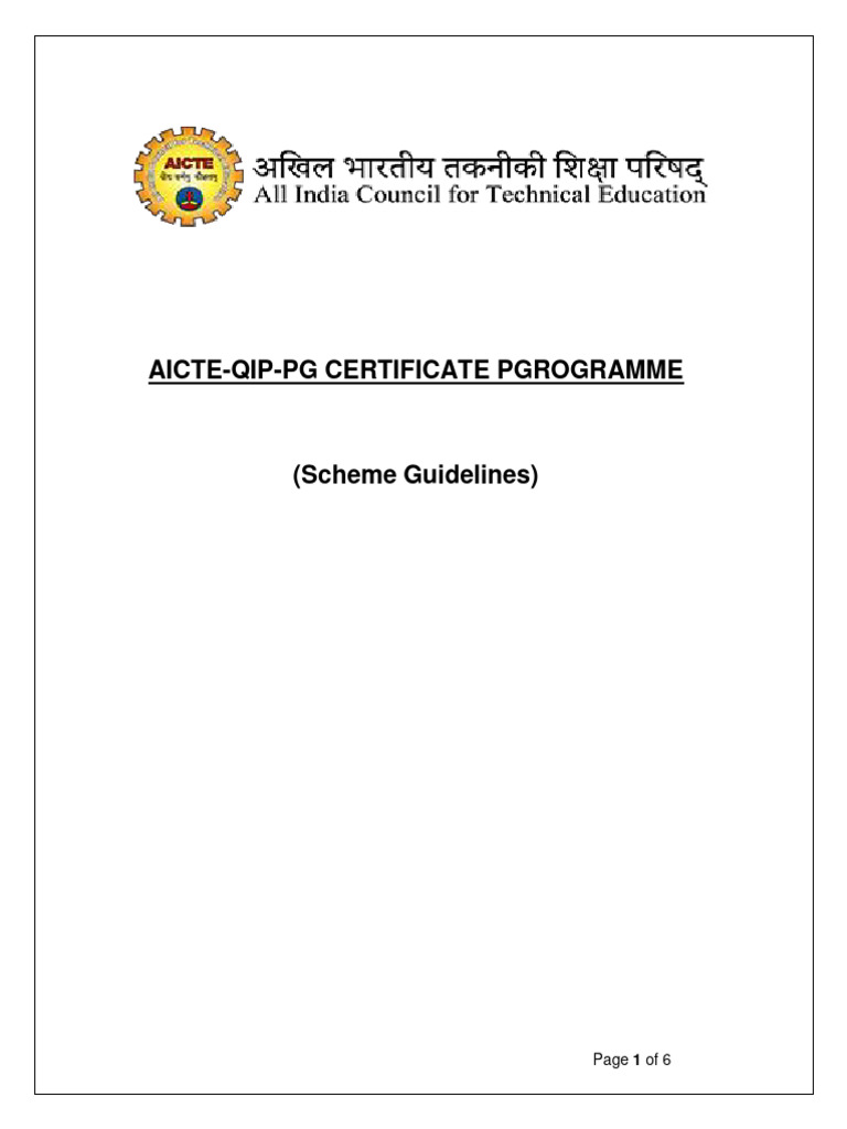 Aicte Qip Pg Certificate Scheme Guidelines Pdf Curriculum Engineering