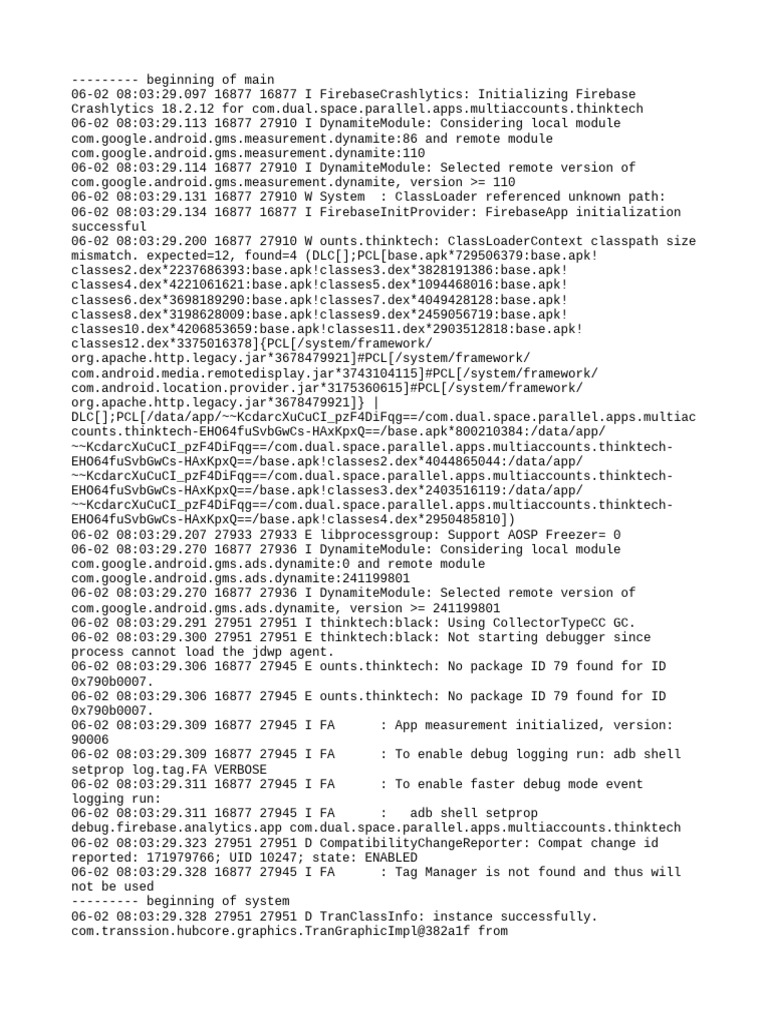 Com - Dual.space - Parallel.apps - Multiaccounts.thinktech Logcat | PDF | Android (Operating ...