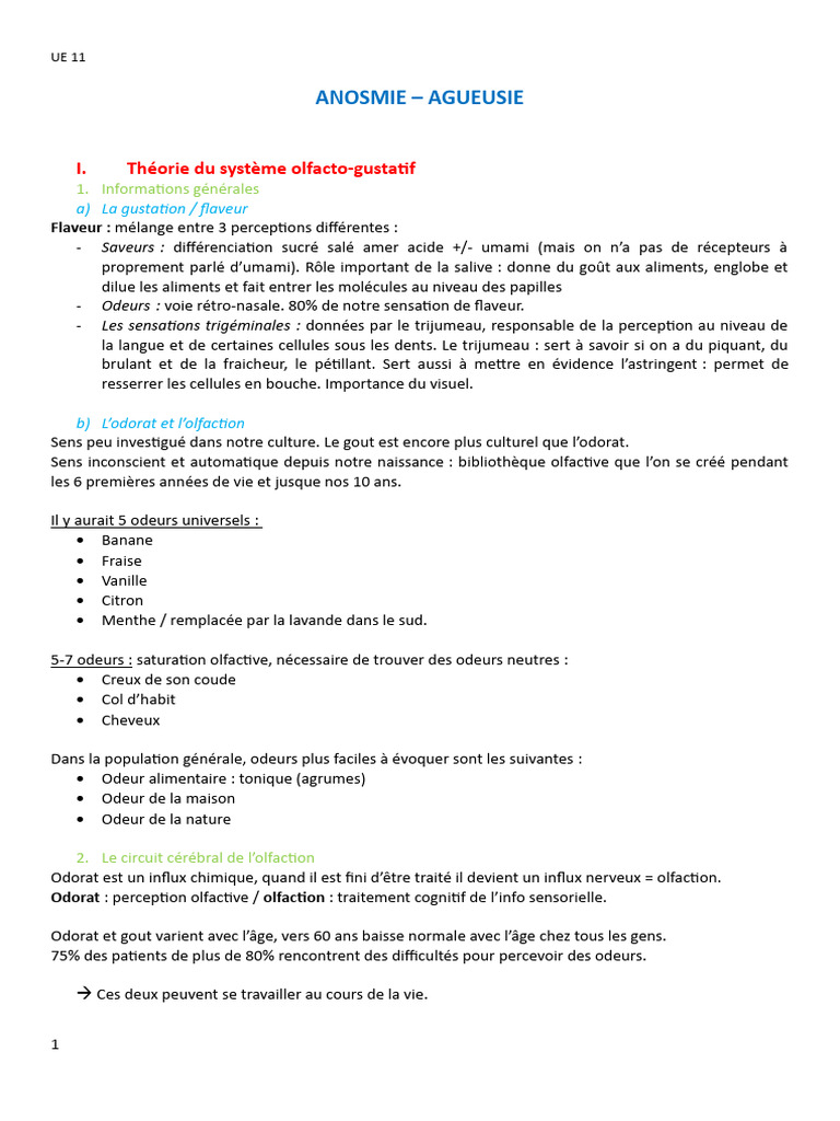 Anosmie et Agueusie : Comprendre et Évaluer | PDF | Goût | Cerveau