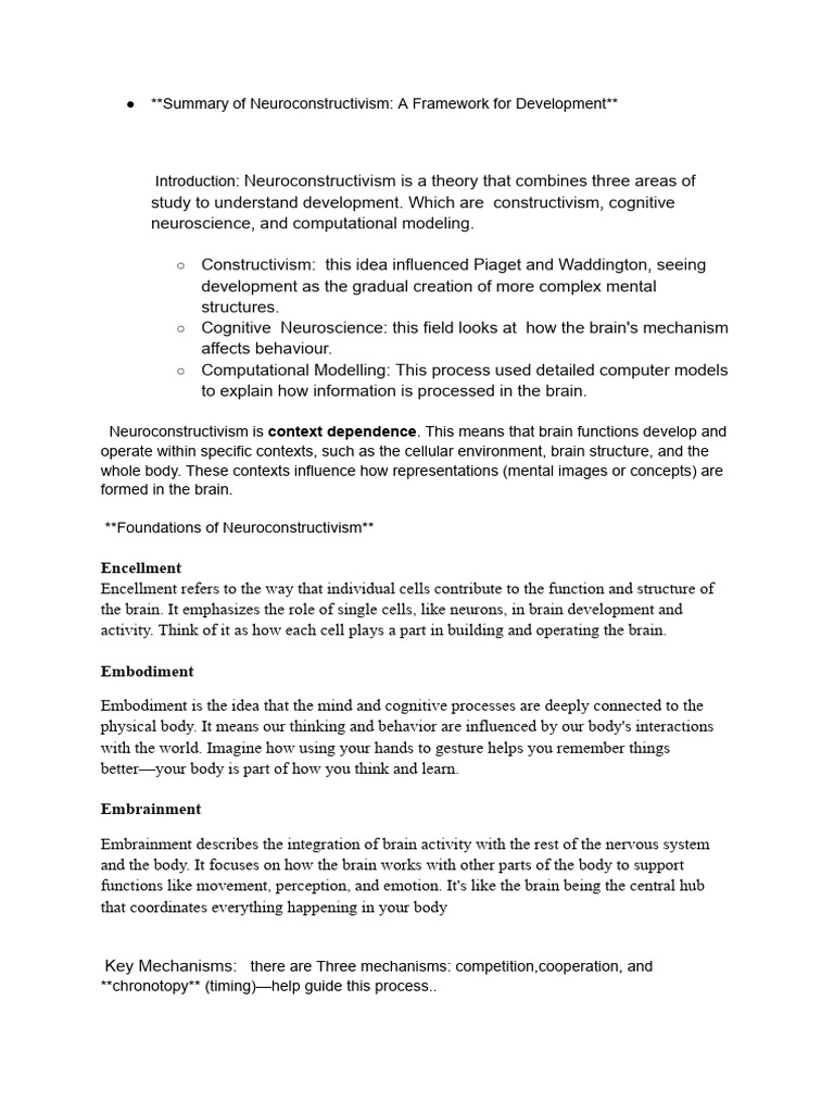 Neuroconstructivism: Key Concepts Explained | PDF | Dyslexia ...