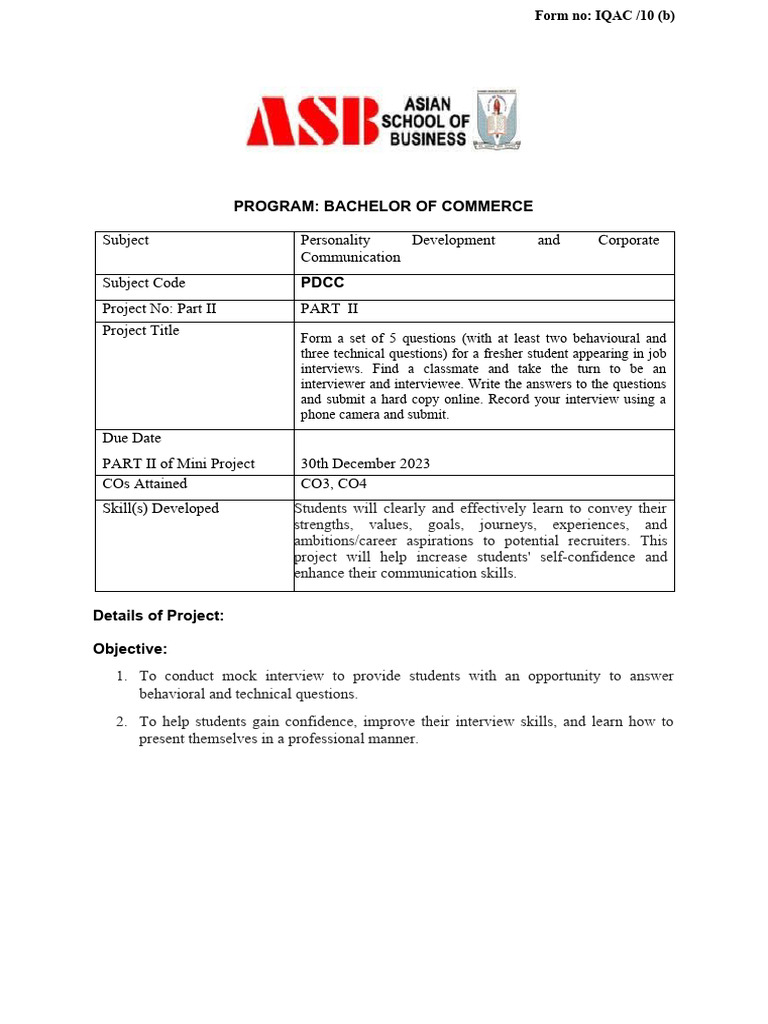 BCA Mini ProjectII | PDF | Interview | Cognition