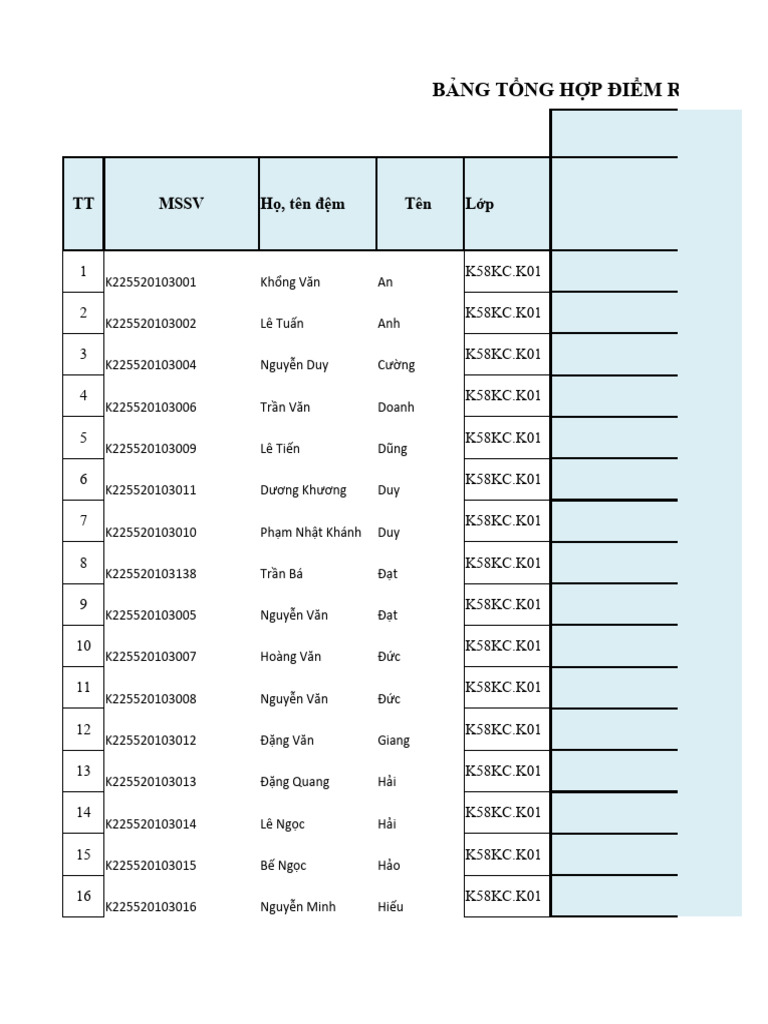 Bản Sao 1 - MAU TONG HOP - Diem Ren Luyen - HK II - 2022-2023 | PDF
