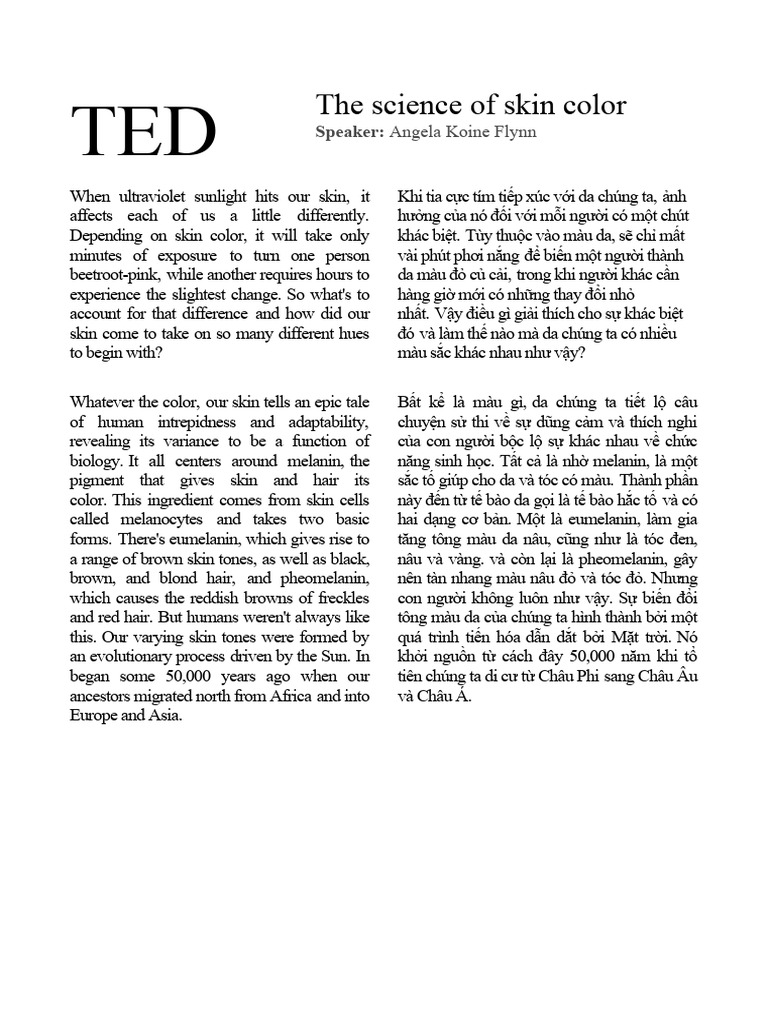 TED The Science of Skin Color | PDF