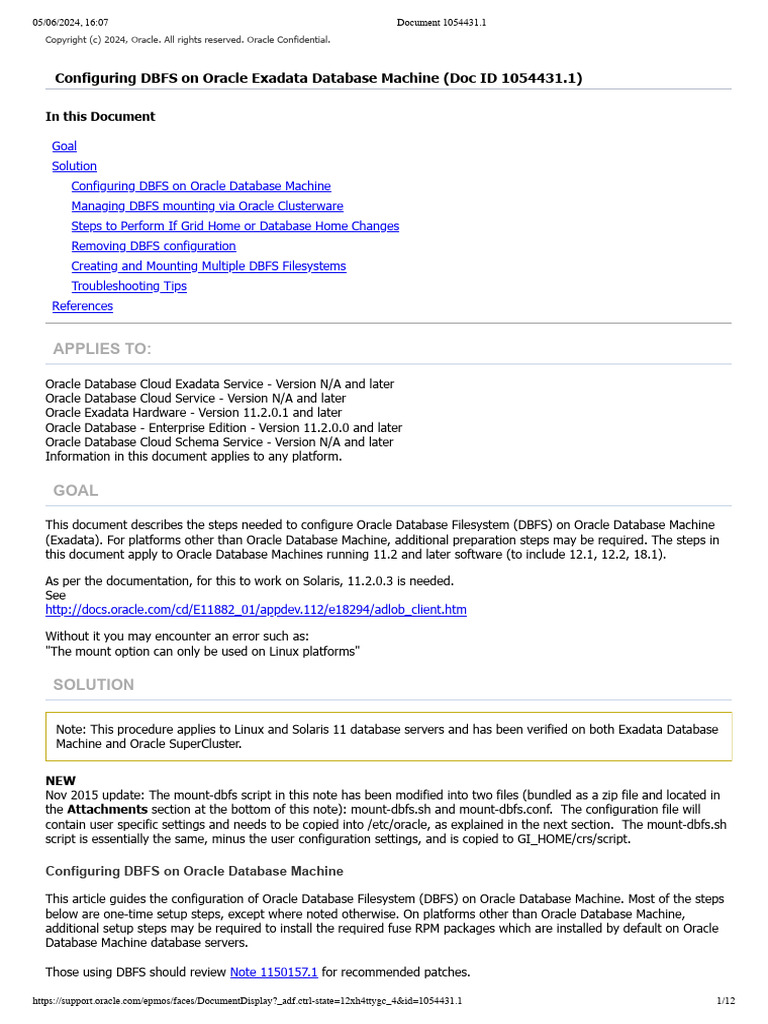 DBFS Exadata | PDF | File System | Superuser