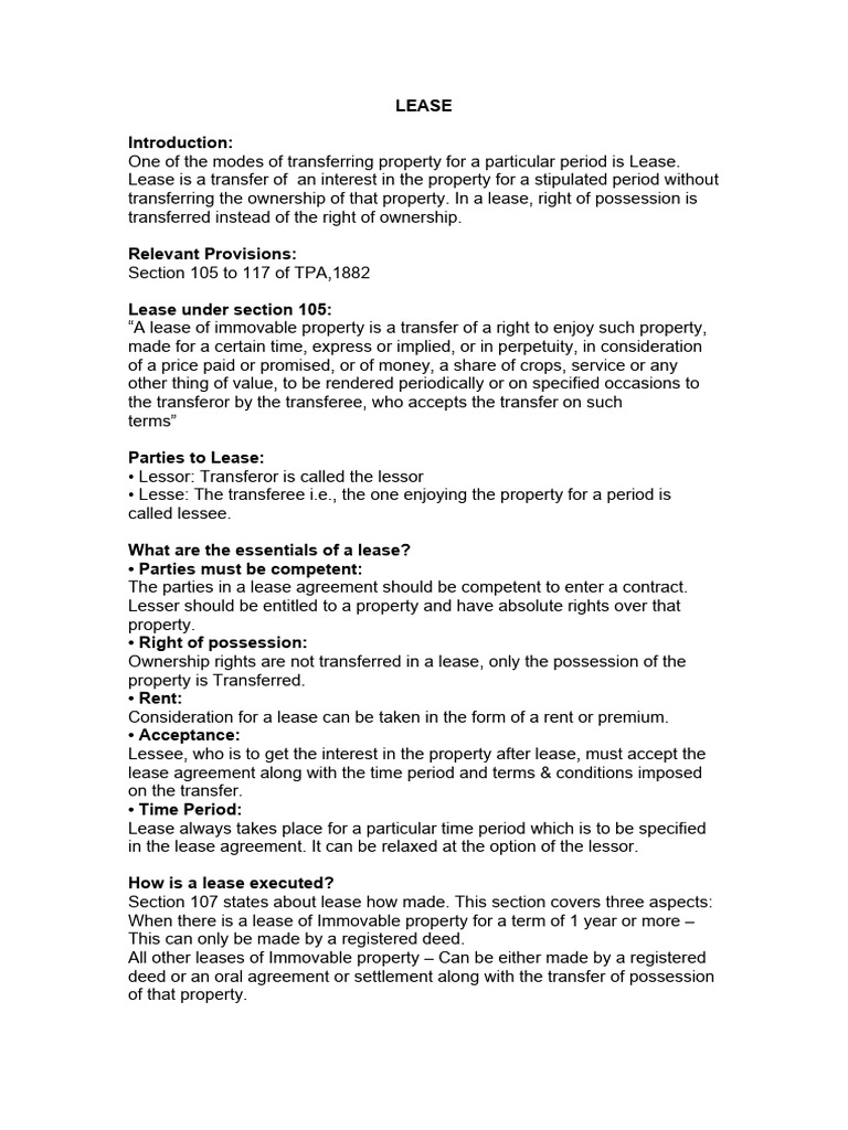 LEASE | PDF | Lease | Common Law