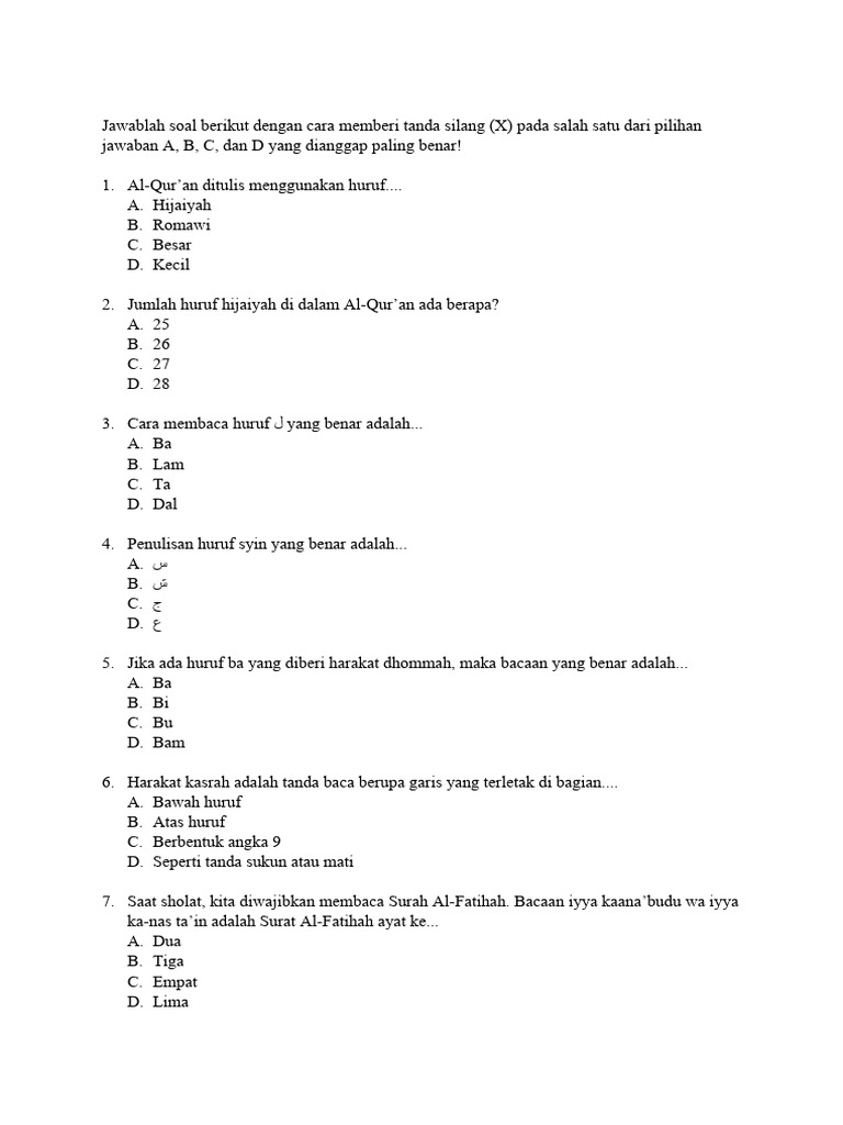 Soal SAS PAI Kelas 1 Semester 1 Kurikulum Merdeka | PDF