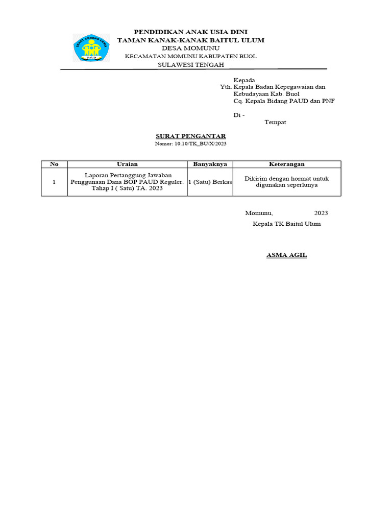 Dok Lengkap TK Baitul Ulum LPJ | PDF