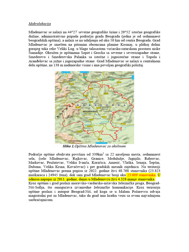 Mladenovac - makrolokacija | PDF