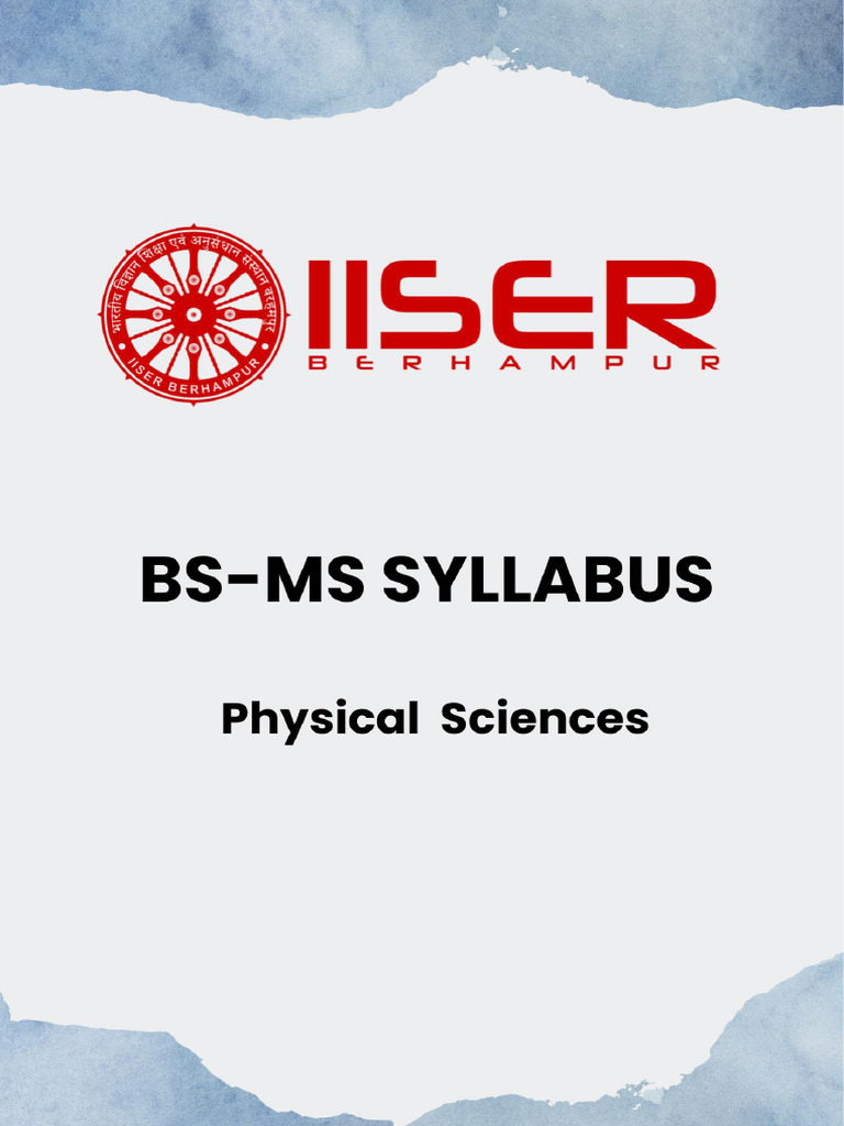 BS-MS Physics Syllabus Overview | PDF | Optics | Special Relativity